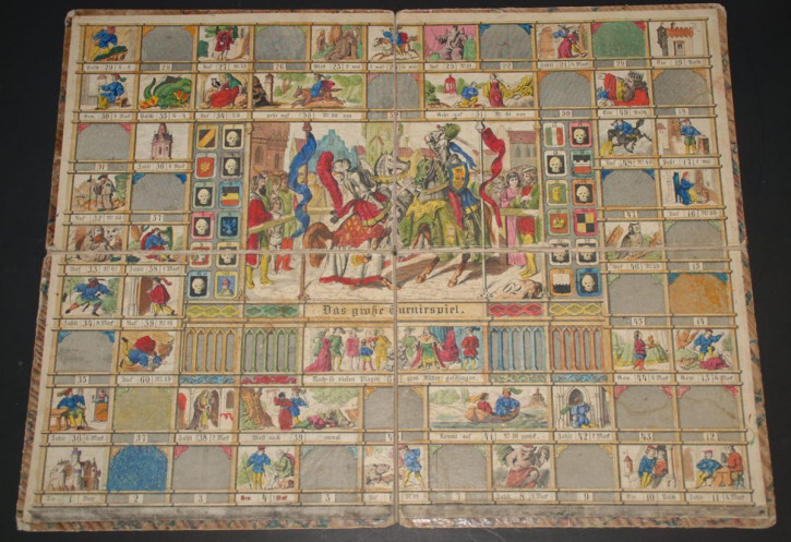 antique game board * The great knight tournament game * litho ...