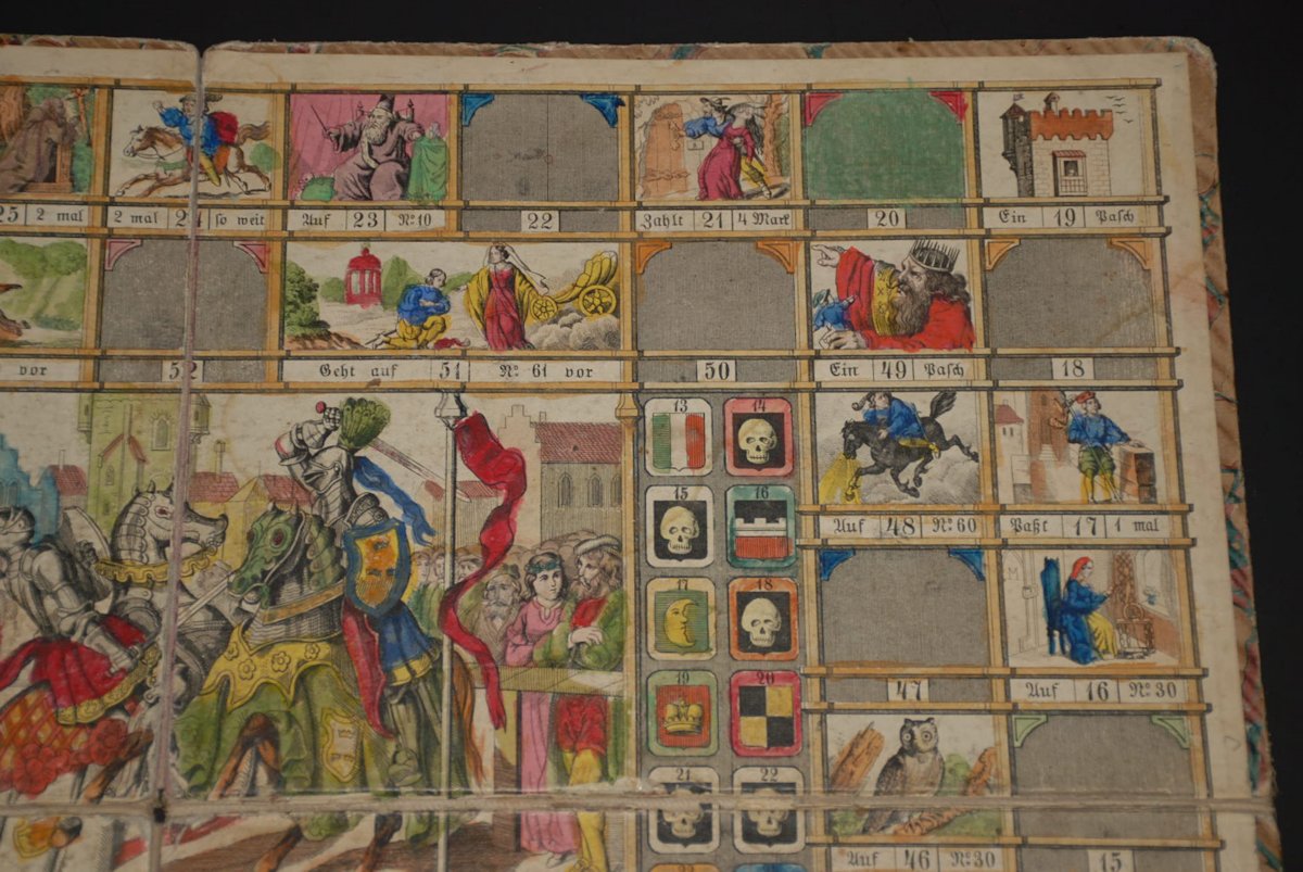 antique game board * The great knight tournament game * litho ...